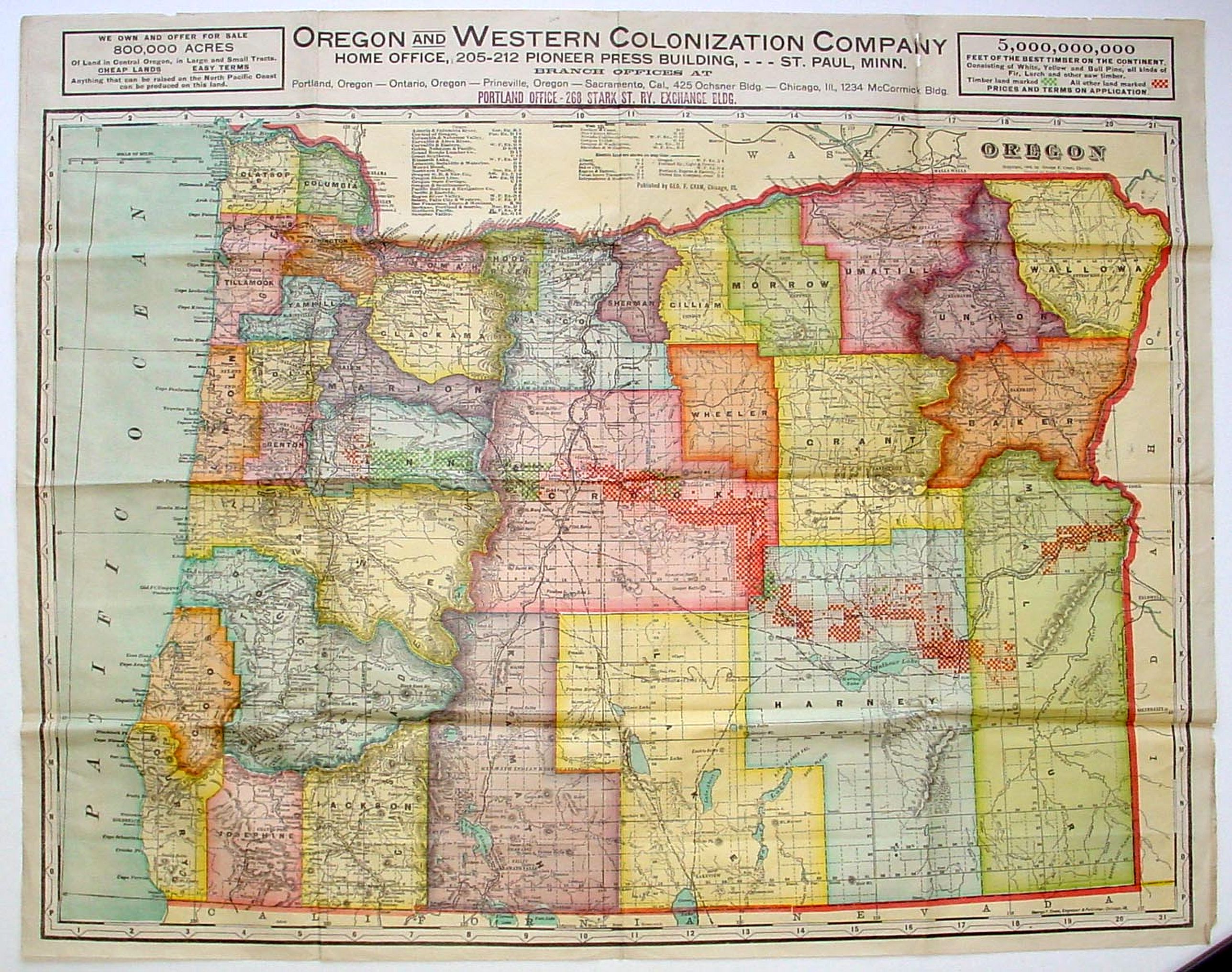 Oregon and Western Colonization Company map of Oregon. - Old map by ...